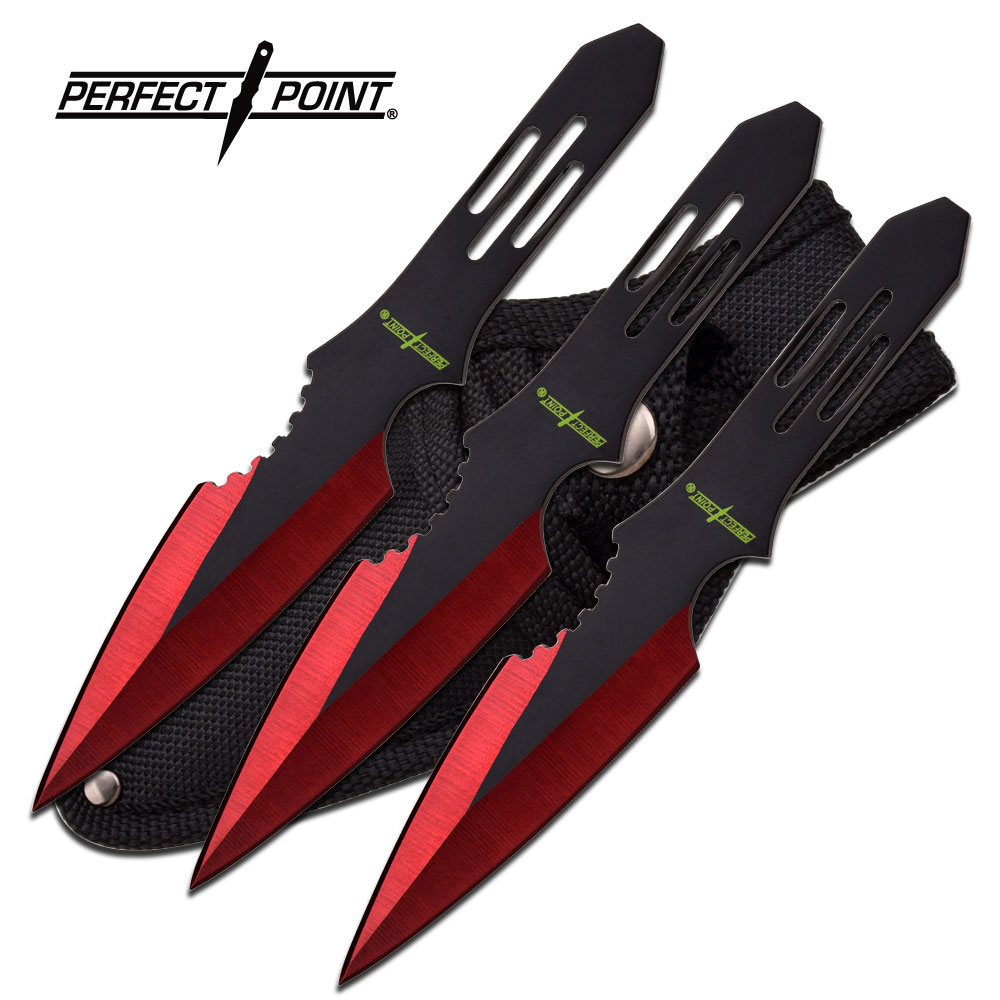 Red Thunderbolt Triple Throwing Knife Set | Knifewarehouse
