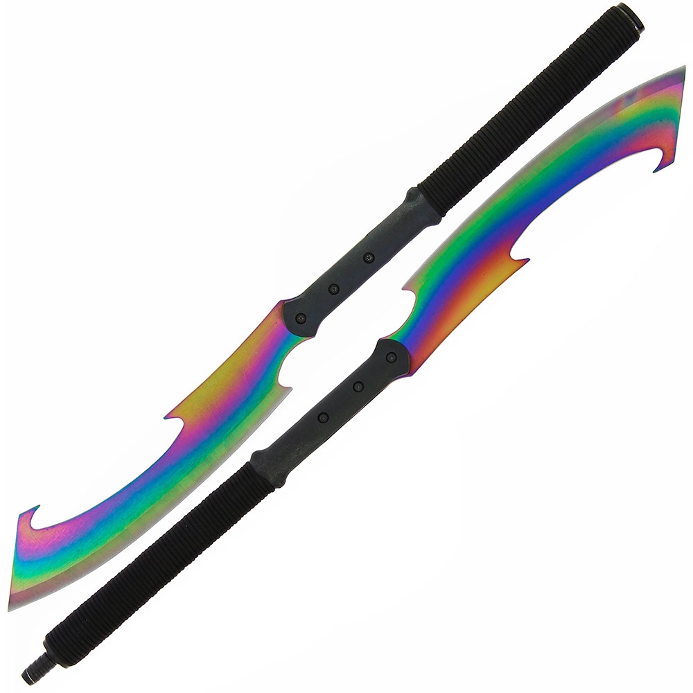 Golan Rainbow Dual Cleaver Staff Pair | Knifewarehouse