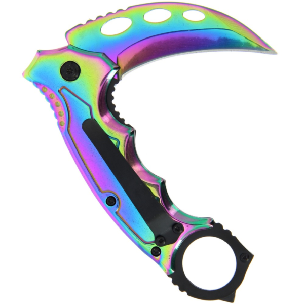 Stainless Steel Rainbow Linerlock Karambit | Knifewarehouse